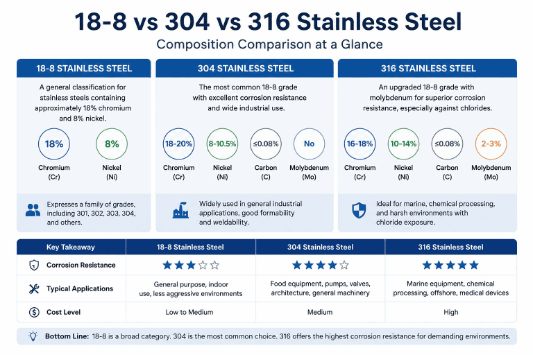 Stainless Steel Guide: 18-8, 304 And 316 Grade Differences